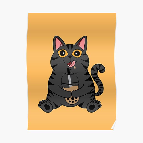 "I Love Boba Cat | Grey Tabby" Poster for Sale by leBoosh-Designs ...