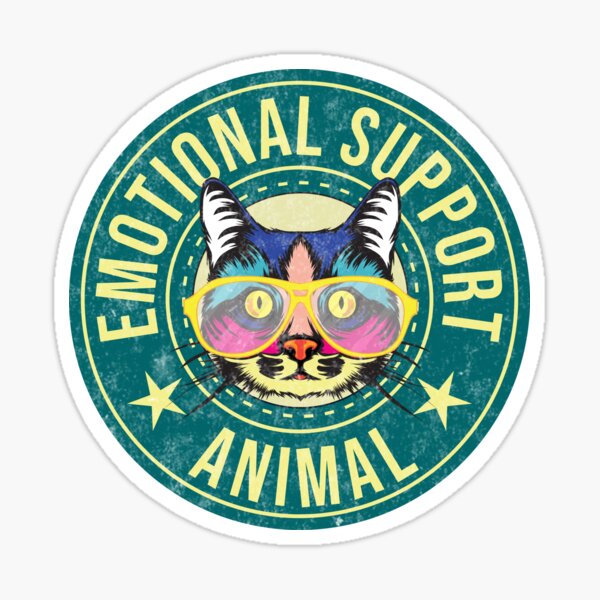 "Emotional Support Animal - Cute Pop Art Cat - Cat Lover" Sticker by ...