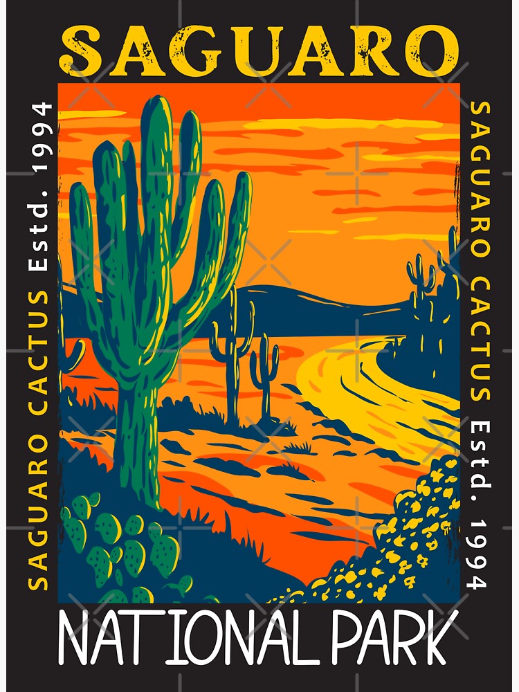 "Saguaro National Park Saguaro Cactus Distressed" Sticker by ...
