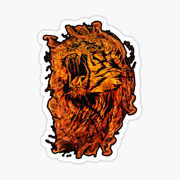 "Roaring Fire Lion" Sticker for Sale by Zanimations | Redbubble