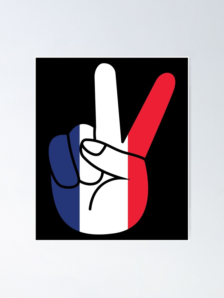"Peace sign hand gesture in France theme" Poster for Sale by ...