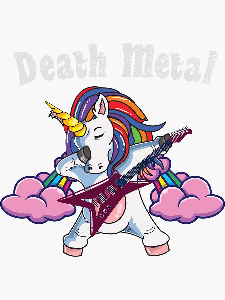 "Unicorn Death Metal Rocker T-shirt" Sticker by Grotex | Redbubble