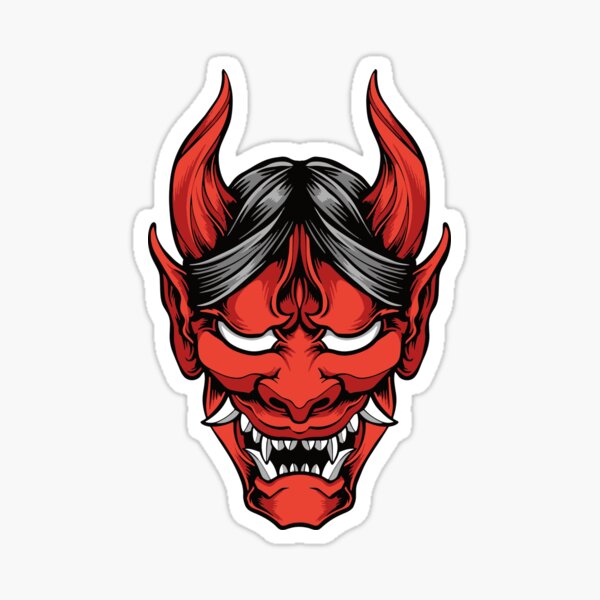 "Oni Mask" Sticker by ruwqei | Redbubble