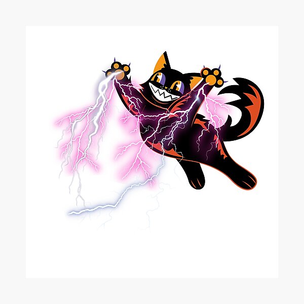 Lámina fotográfica «Kitty Cat Relámpago de un gato negro feroz ...