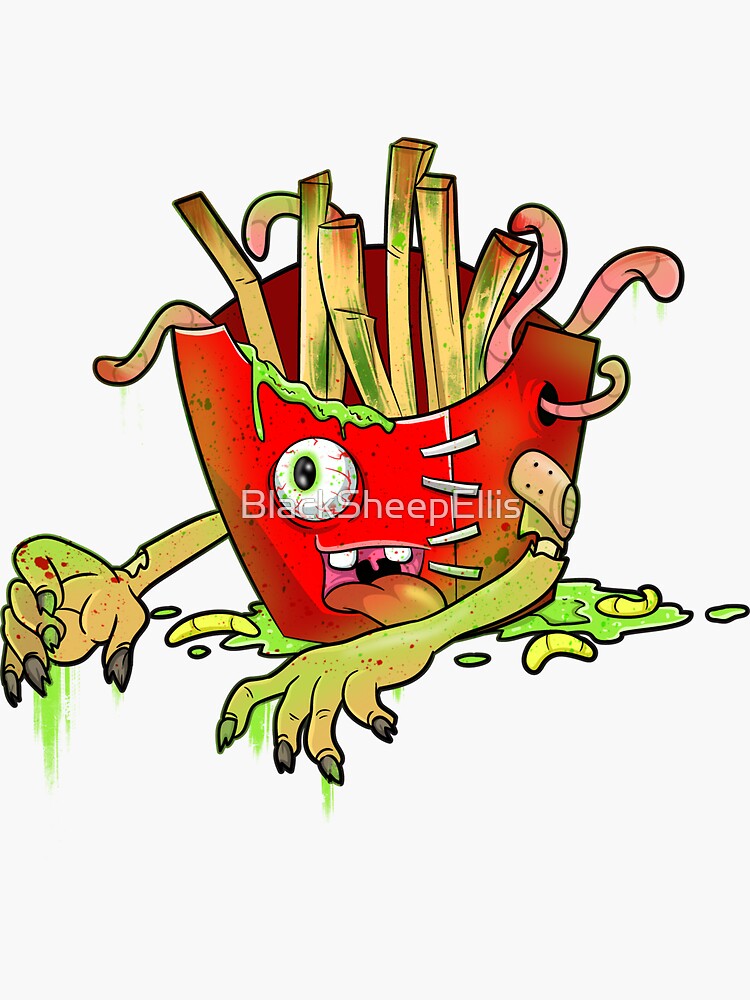 "Creepy Fries Zombie Food" Sticker by BlackSheepEllis | Redbubble