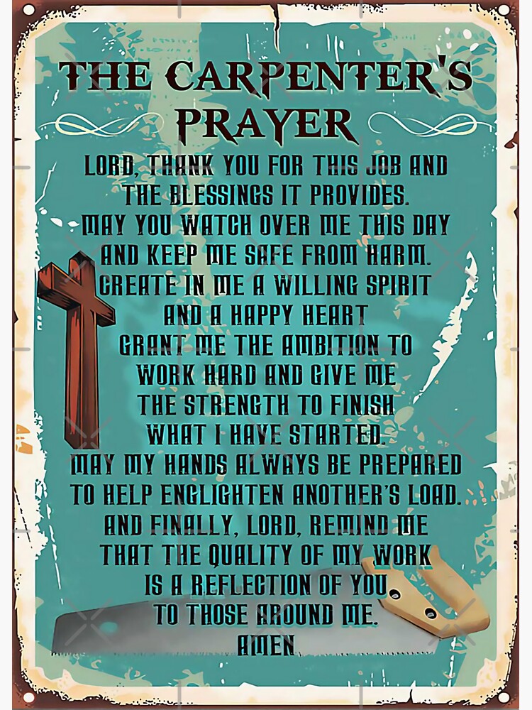 " carpenters prayer lord thank you for this job" Sticker for Sale by ...