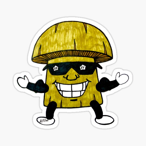 "Mr. Mighty Mushroom Hand Drawn Artwork" Sticker by All-4-Fun | Redbubble