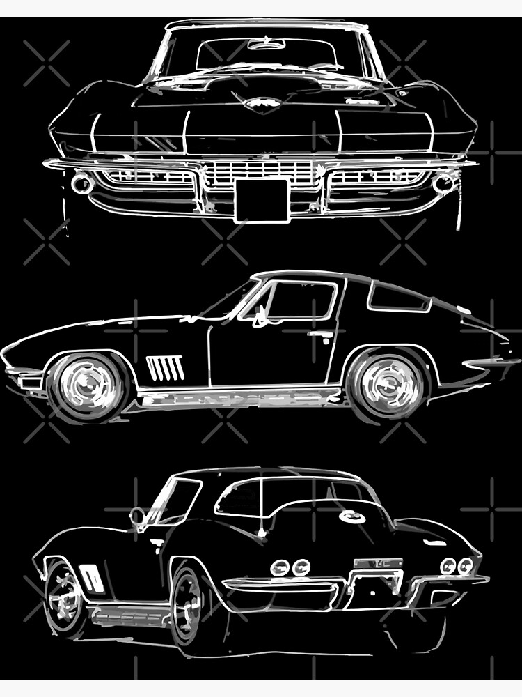 "1967 Corvette C2 Collector Car Outline Art " Poster for Sale by ...