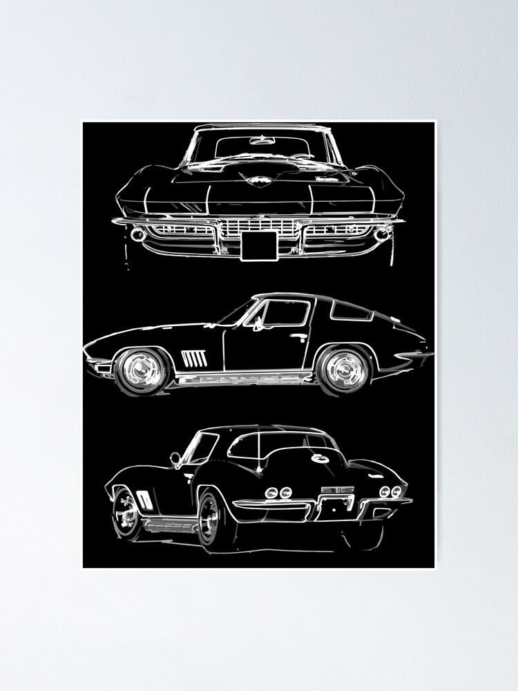 "1967 Corvette C2 Collector Car Outline Art " Poster for Sale by ...