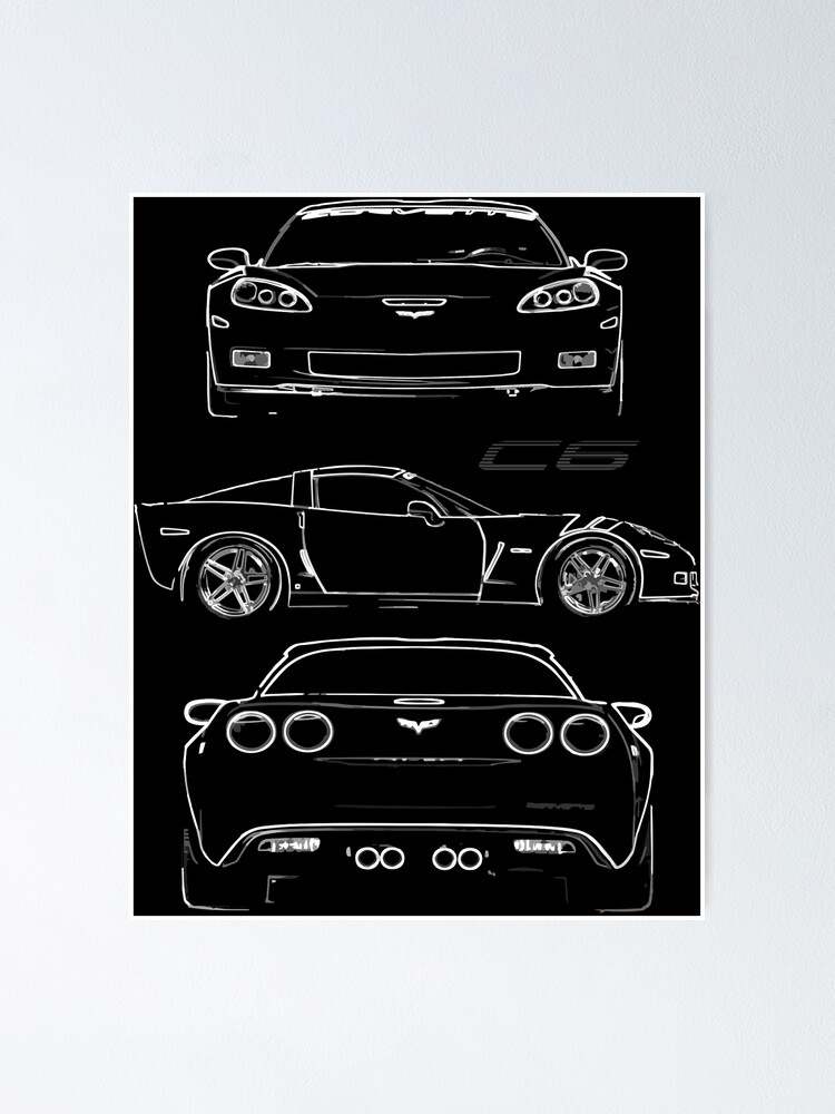 "2007 Corvette C6 Z06 Custom Outline Art " Poster for Sale by ...