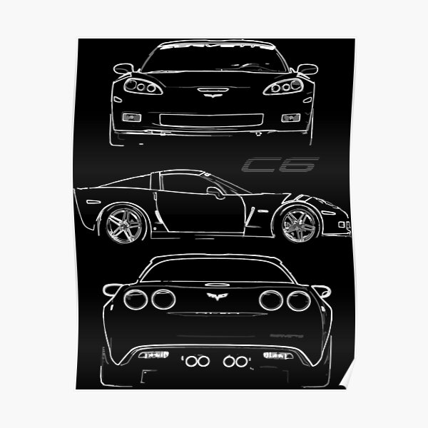 "2007 Corvette C6 Z06 Custom Outline Art " Poster for Sale by ...