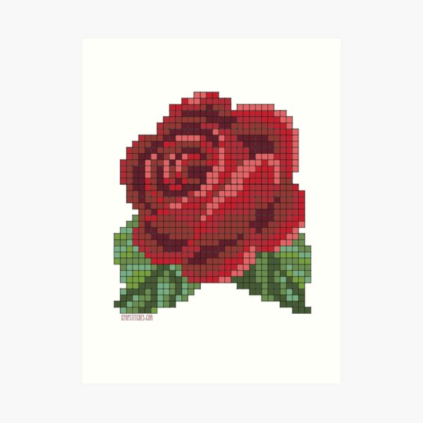 "Pixel red rose " Art Print by dubukat | Redbubble