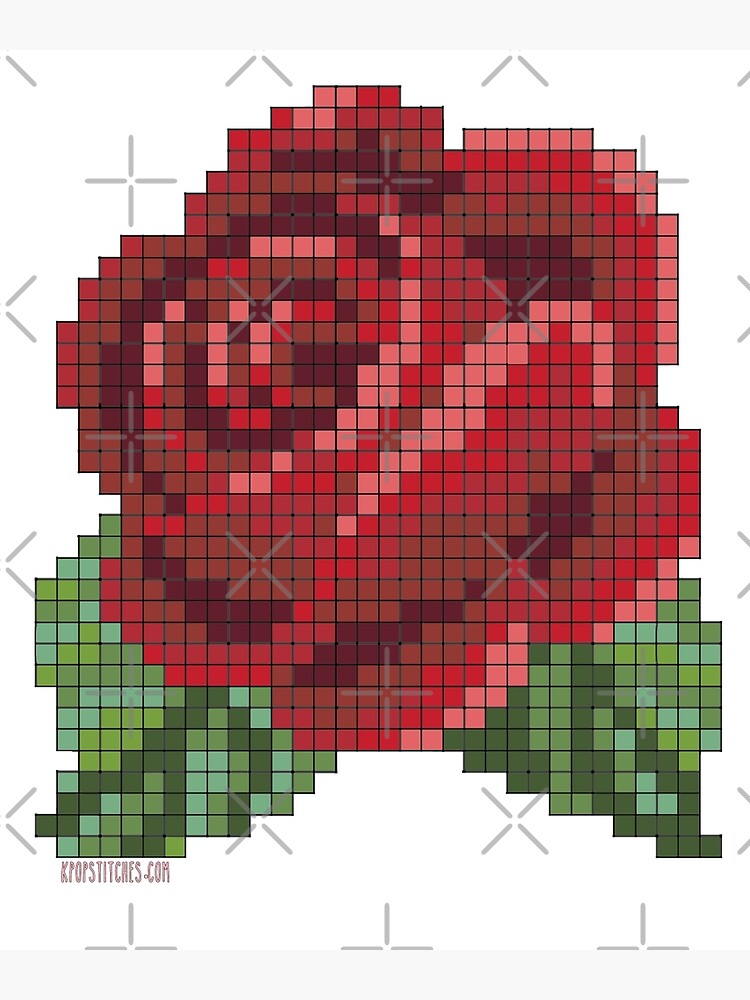 "Pixel red rose " Art Print by dubukat | Redbubble