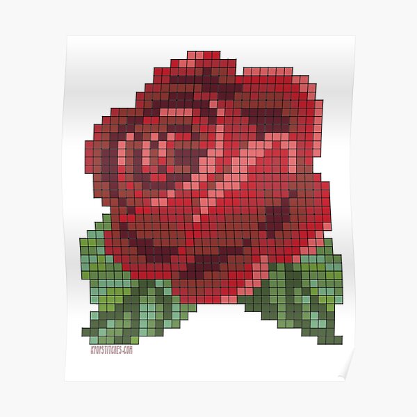 "Pixel red rose " Poster for Sale by dubukat | Redbubble