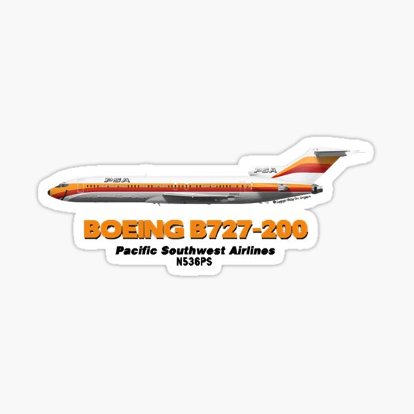 "Boeing B727-200 - Pacific Southwest Airlines " Sticker by ...