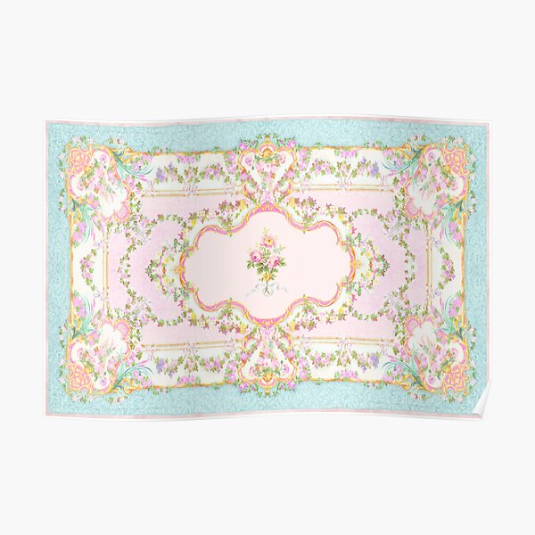 " French Rococo Floral Watercolor Panel" Poster for Sale by ...