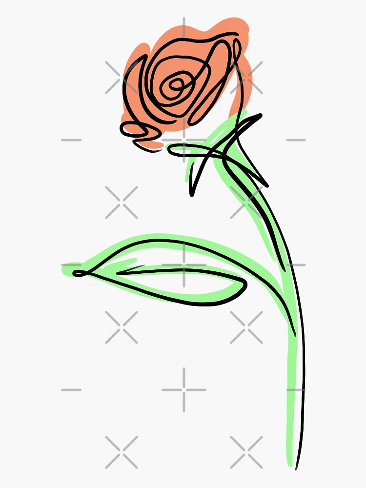 Pegatina «Rusty Rose - Dibujo de una sola línea» de EdeeBeeDesign ...