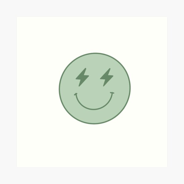 "sage green smiley face" Art Print for Sale by Ellietothegrace | Redbubble