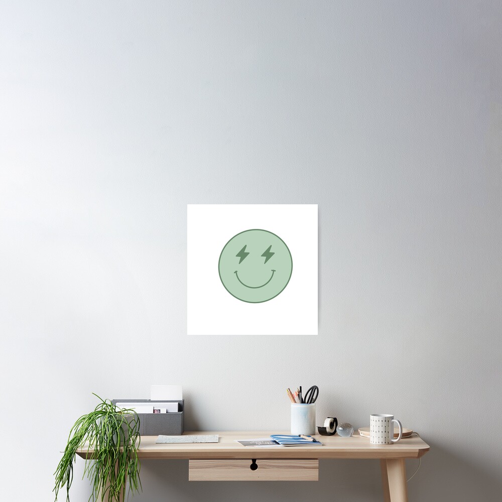 "sage green smiley face" Poster for Sale by Ellietothegrace | Redbubble