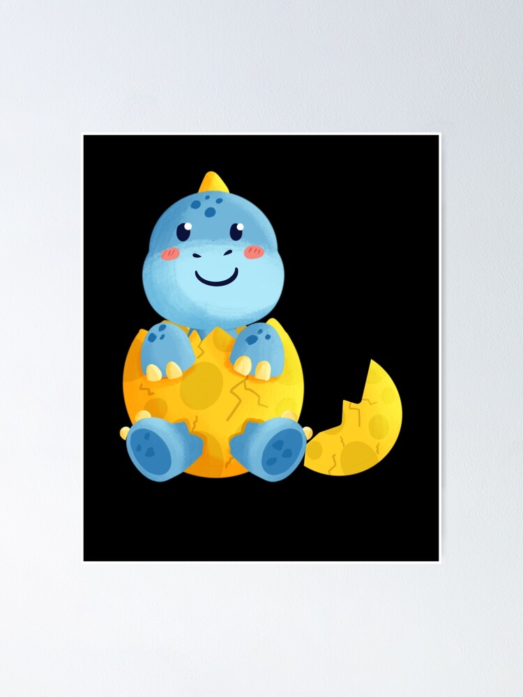 "Cute Baby Blue T Rex In Egg" Poster for Sale by cerebration | Redbubble