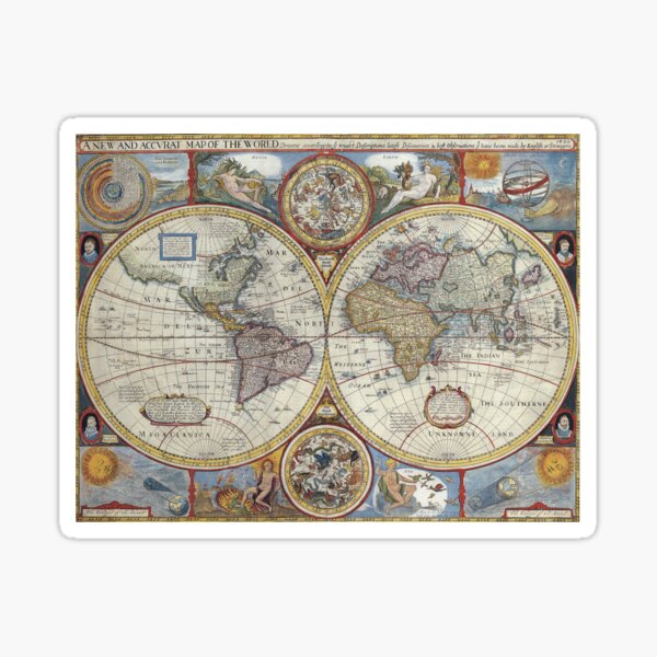 "Old Map of the World" Sticker by PeggyCollinsArt | Redbubble