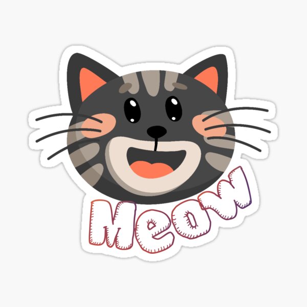 "Cat With meow word" Sticker by Puniibhavin | Redbubble