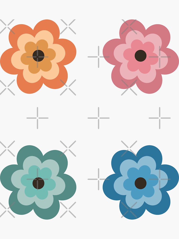 "Retro Flowers Stickers Pack -70s vintage" Sticker for Sale by Bomyeoja ...