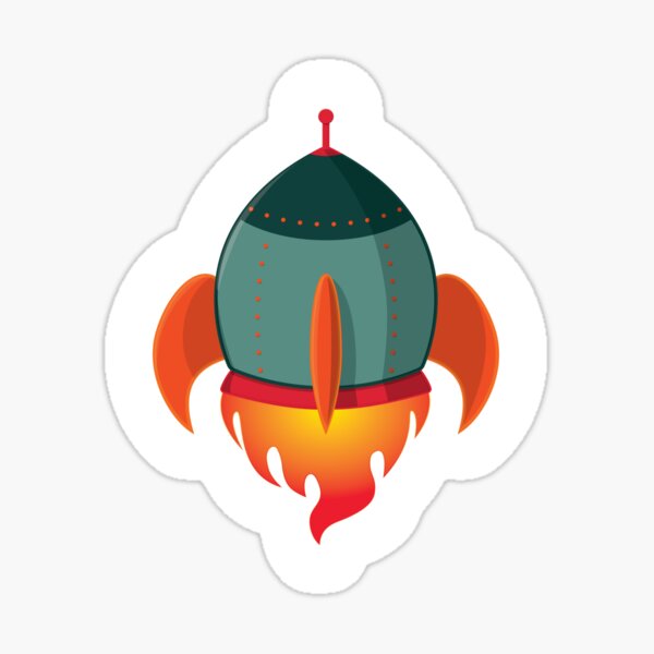 "Cute Little Green Rocket Ship" Sticker for Sale by NPolandDesigns ...