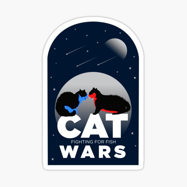 "Cat Wars Funny Fighting Cats at night vector art " Sticker by Raju ...