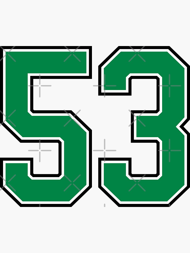 "53 number, green lucky sports fifty three" Sticker by ArtIsParty ...