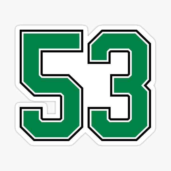 "53 number, green lucky sports fifty three" Sticker by ArtIsParty ...