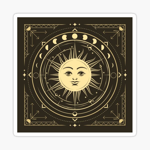 "Medieval Symbol of Sun with Phases of Moon and Planets" Sticker for ...