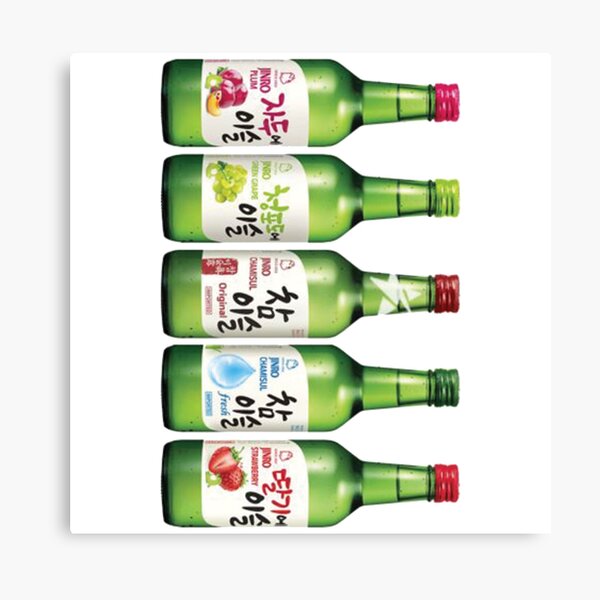 Lienzo «Bebida alcohólica coreana Jinro Soju 소주 Soju coreano 5 sabores» de Sa-rang-hae | Redbubble
