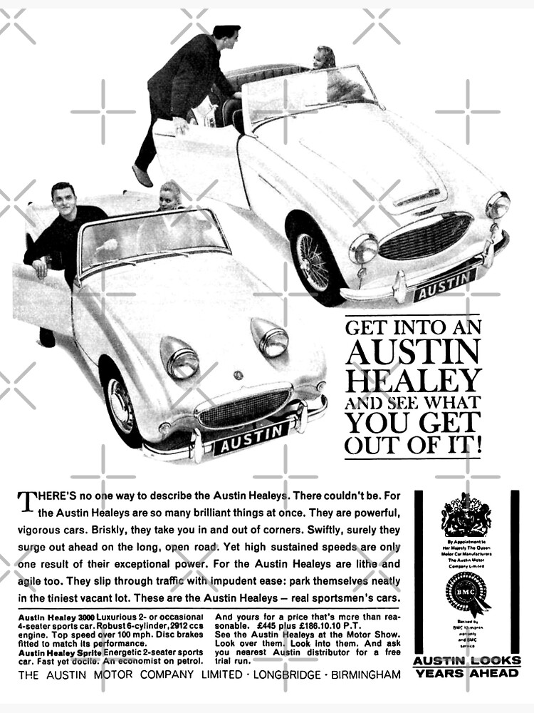 "AUSTIN HEALEY 3000 / SPRITE - ADVERT" Poster for Sale by ...
