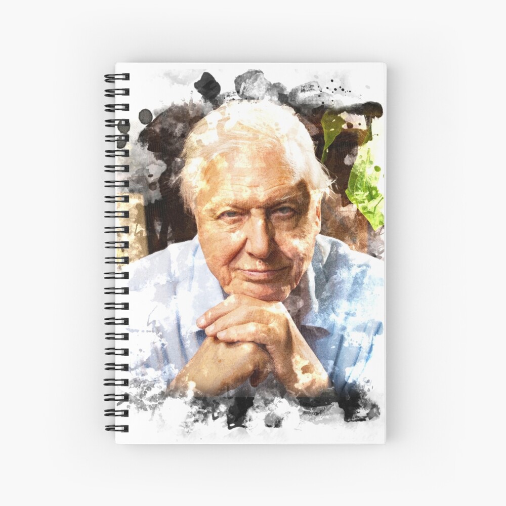 "David Attenborough Watercolour" Spiral Notebook for Sale by JDempzz ...