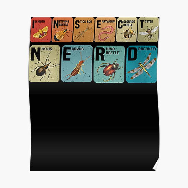 Póster «Camiseta con cuello en V para mujer Insect Nerd Vintage Chart ...