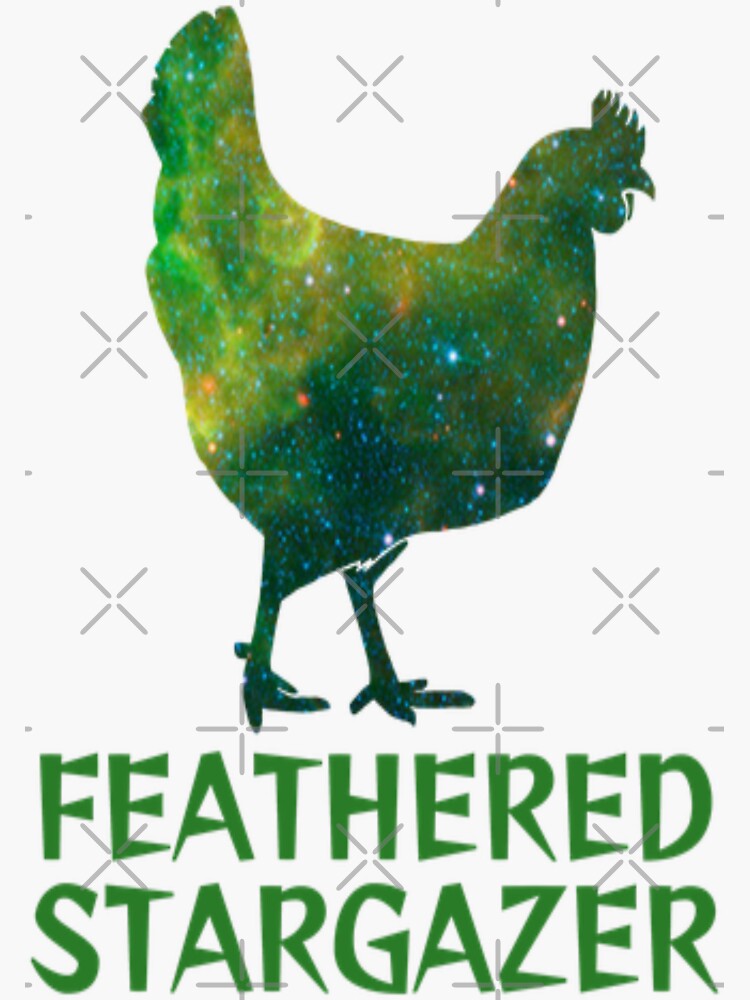 "Green Starry Night Sky Chicken - Feathered Stargazer" Sticker by ...