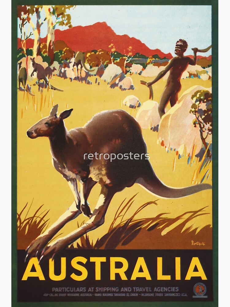 "AUSTRALIA Outback Hunting Kangaroos Vintage Tourism Travel Promotional ...