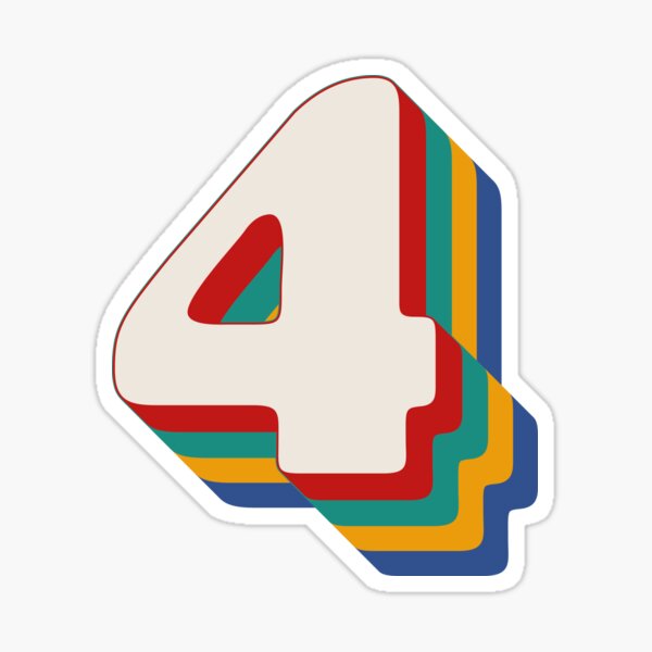 "Number 4" Sticker for Sale by Texterns | Redbubble