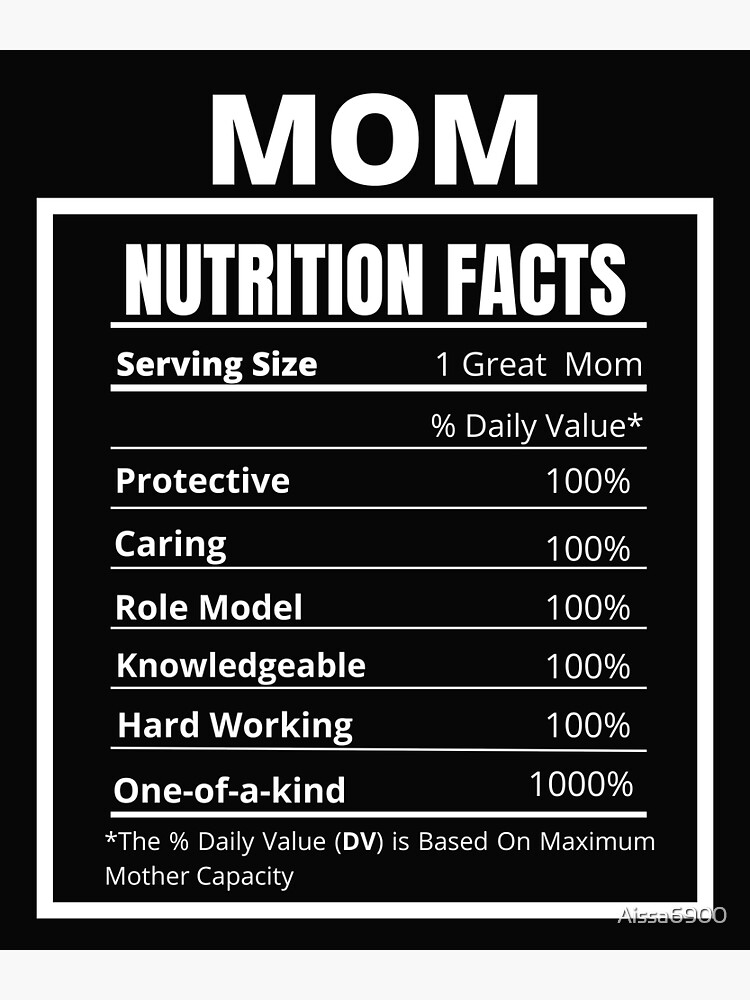 "Mom Nutrition Facts - Mother's Day Ideas " Poster for Sale by Aissa6900 | Redbubble