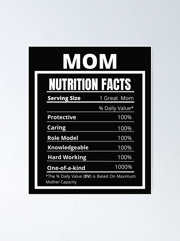 "Mom Nutrition Facts - Mother's Day Ideas " Poster for Sale by Aissa6900 | Redbubble