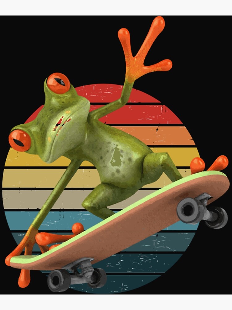Póster «Rana en patineta, existo sin mi consentimiento, puesta de sol ...