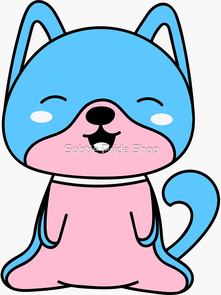 "Kawaii Trans Puppy Dog. Transgender Pride" Sticker by ClimbingTees ...