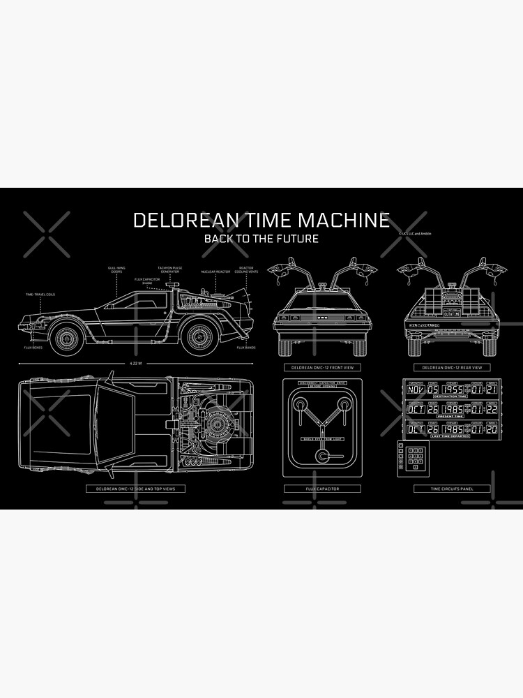 "DeLorean Time Machine - Back To The Future (White Stencil - No ...