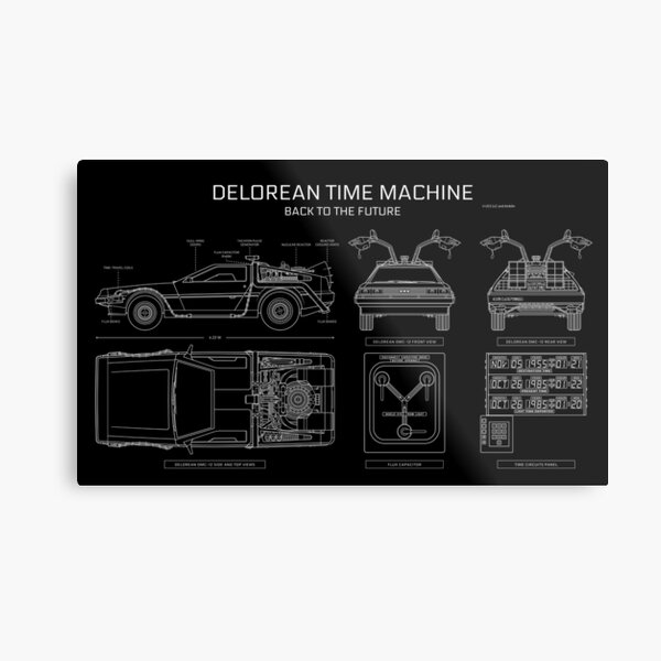 "DeLorean Time Machine - Back To The Future (White Stencil - No ...