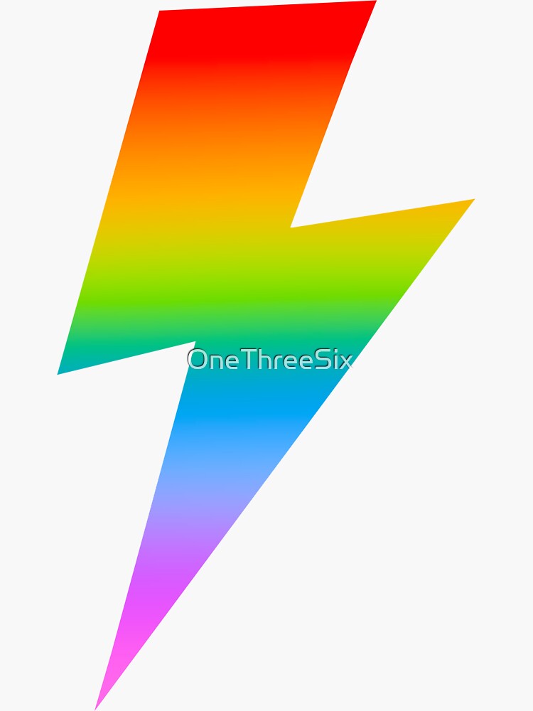 "Rainbow Lightning Bolt" Sticker by OneThreeSix | Redbubble
