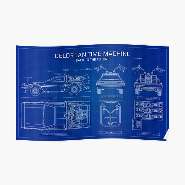 "DeLorean Time Machine - Back To The Future (Blueprint)" Poster for ...
