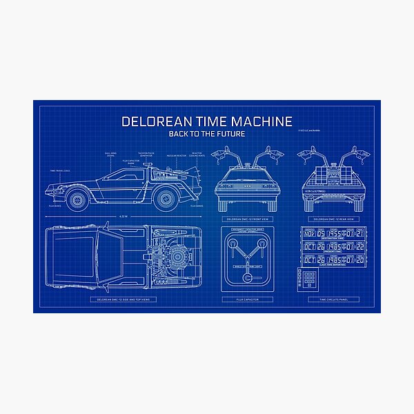 "DeLorean Time Machine - Back To The Future (Blueprint)" Photographic ...