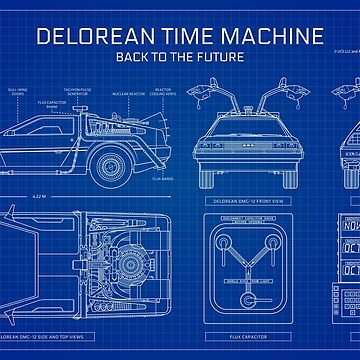 "DeLorean Time Machine - Back To The Future (Blueprint)" Poster for ...