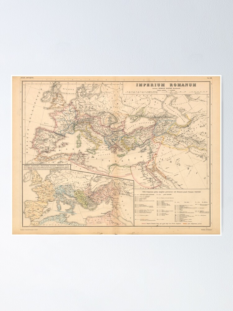 "Vintage Map of The Roman Empire (1870) IMPERIUM ROMANUM (Latin Map ...